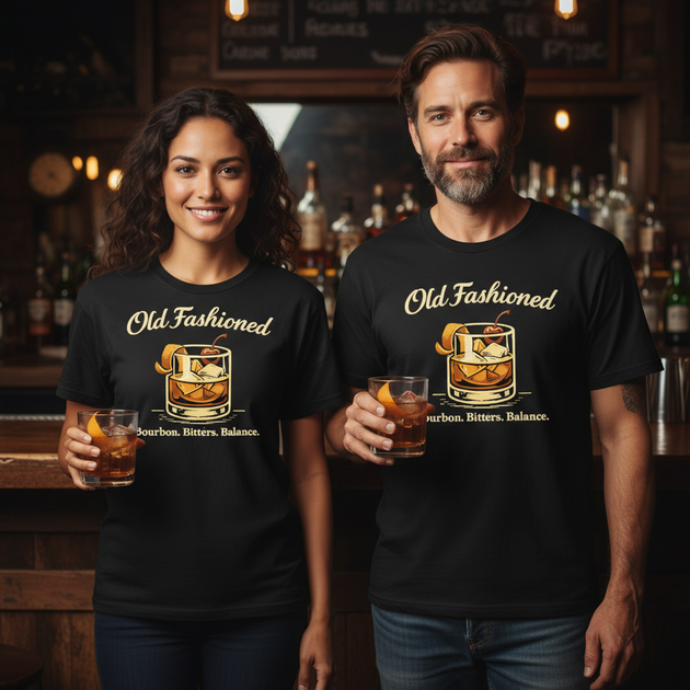 Old Fashioned - Bourbon. Bitters. Balance. Premium Unisex Crewneck Tee | Barrelroom Society