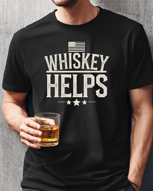 Whiskey Helps Heavyweight Crewneck T-shirt | Barrelroom Society